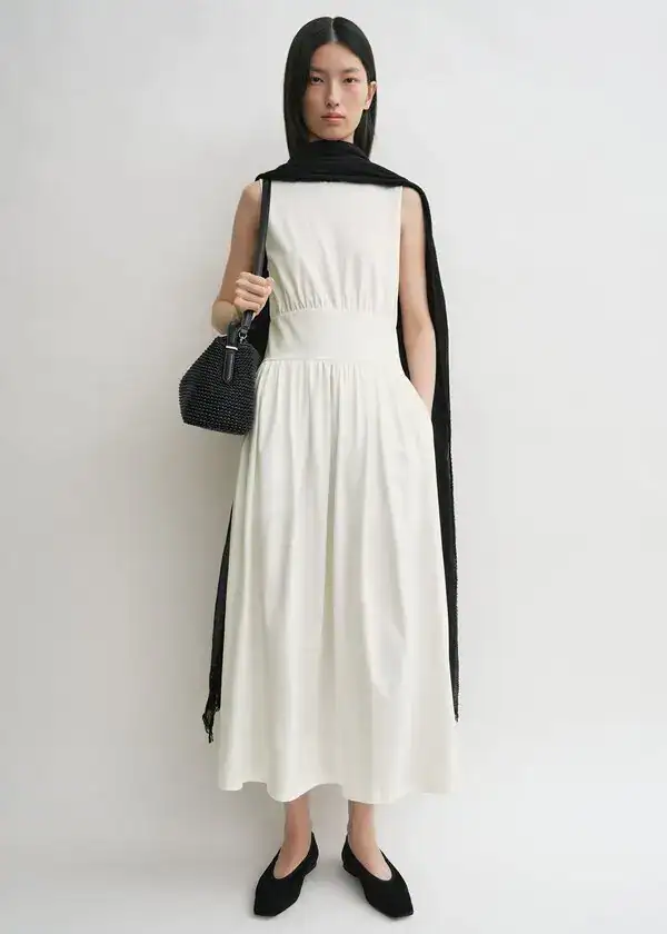 Toteme Sleeveless Cotton Tee Dress - Off White | Editorialist